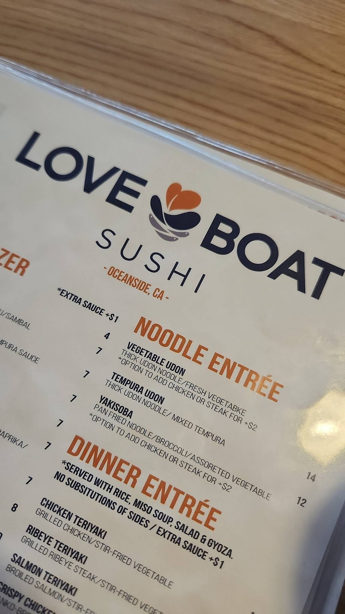 Menu at Love Boat Sushi Oceanside restaurant, Oceanside, 125 Old Grove Rd