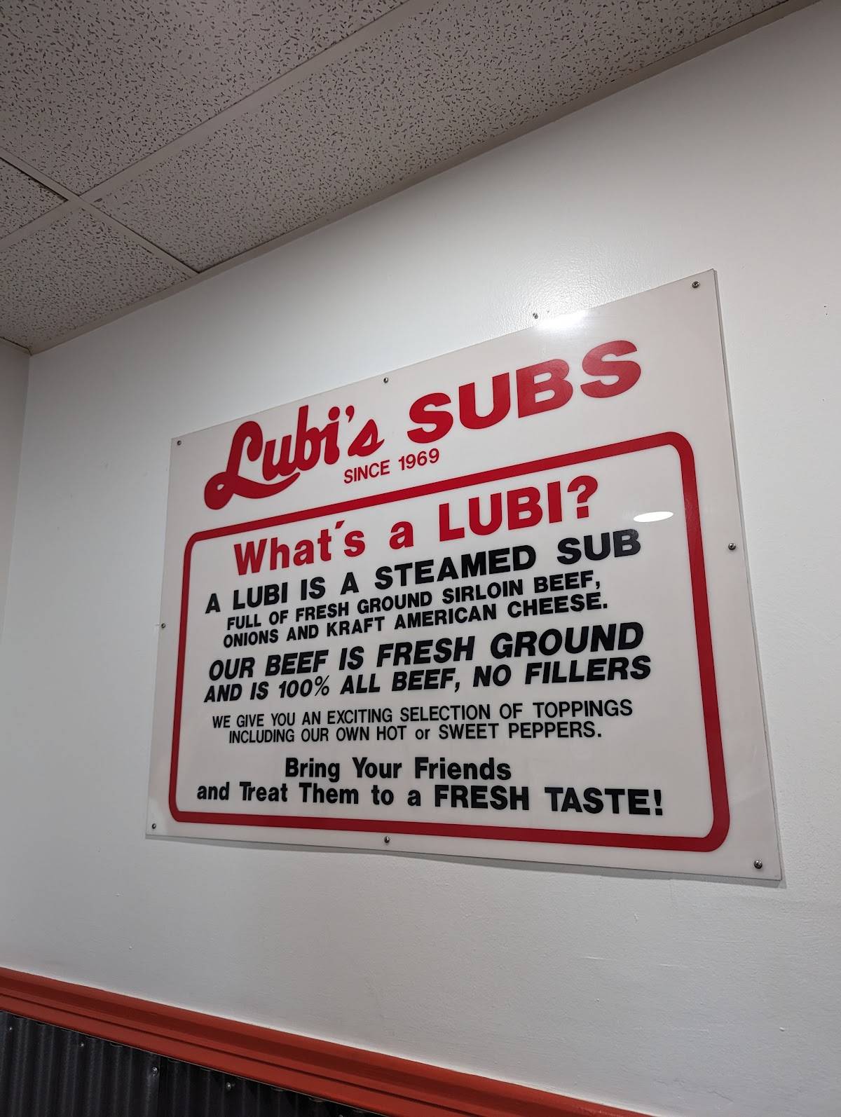 Menu at Lubi's Hot Subs fast food, Jacksonville, Beach Blvd