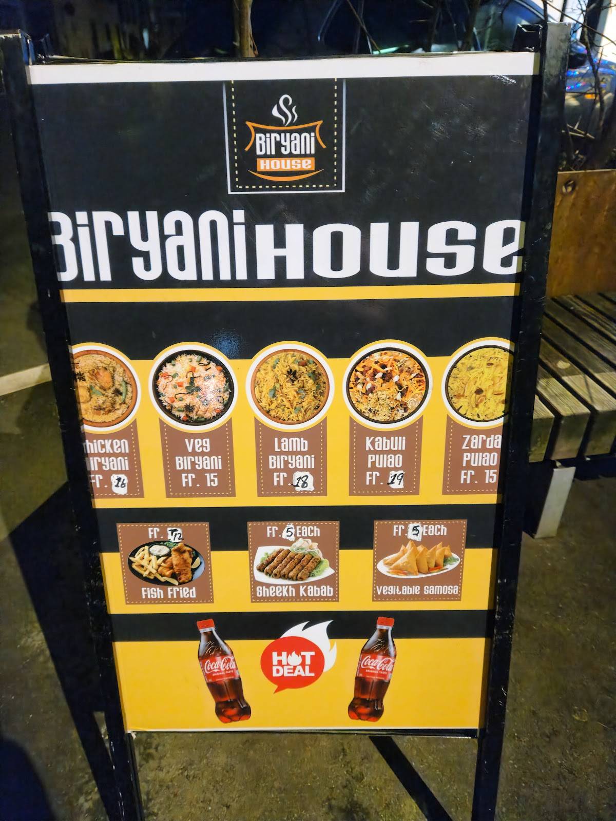 Menu at Biryani House, Lucerne