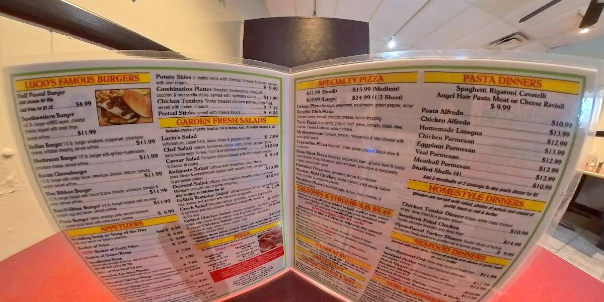 Carta del restaurante Lucio's, Eastlake