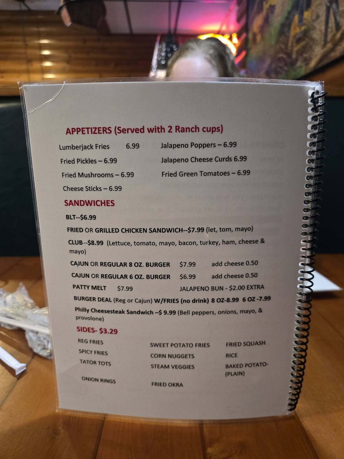 Menu at Lumberjack Grill restaurant, Sarepta