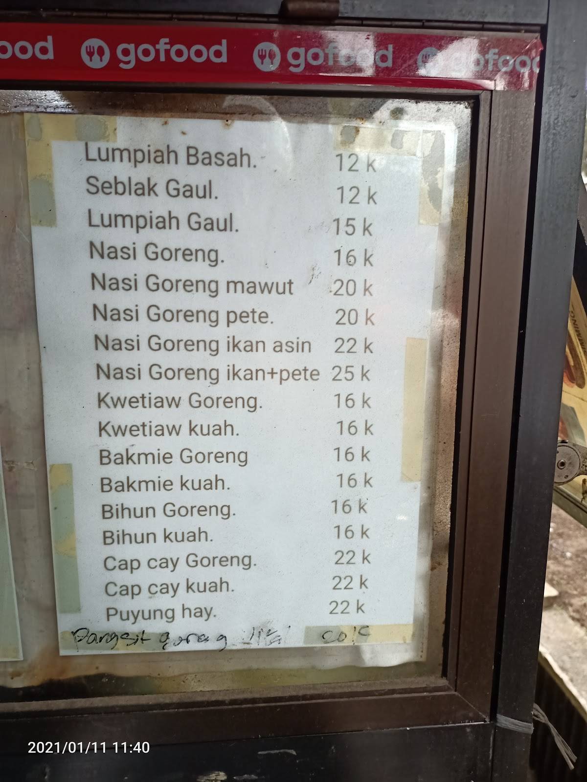 Carta del restaurante Lumpia Basah Seblak Gaul Karunia, Bandung