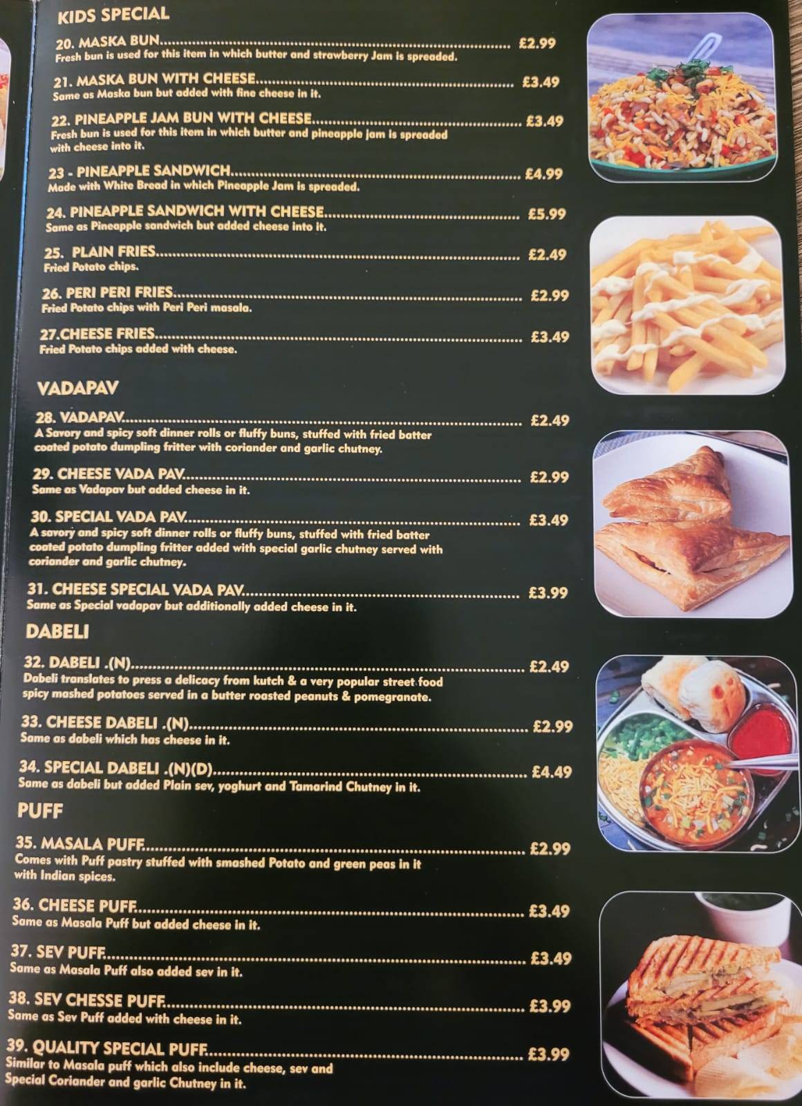 Menu at Quality Street Food restaurant, Luton