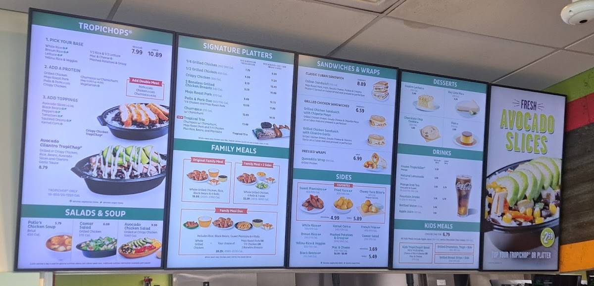 Menu at Pollo Tropical fast food, Tampa, Sierra Center Blvd