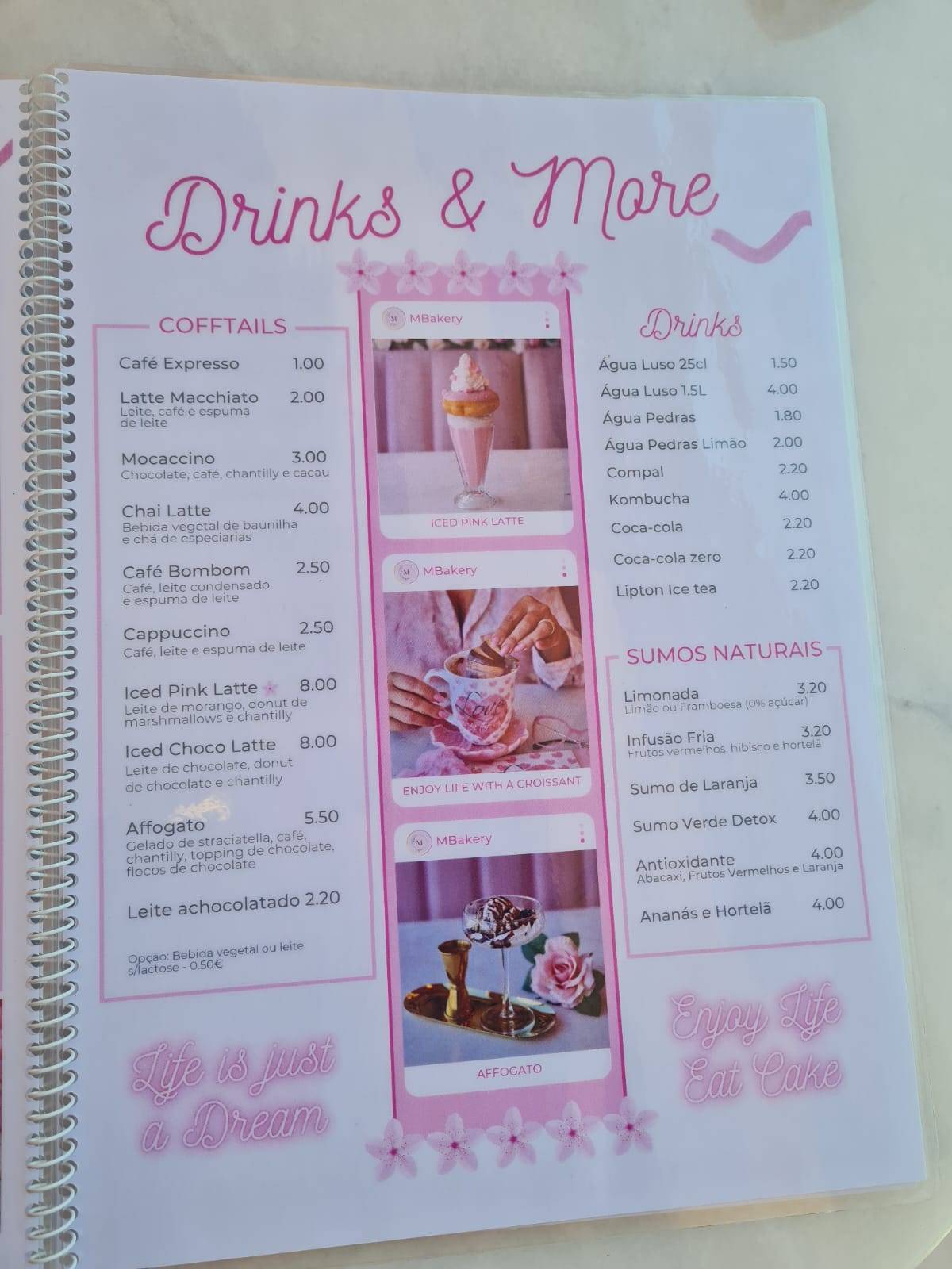 Menu em M Bakery Aveiro, Aveiro