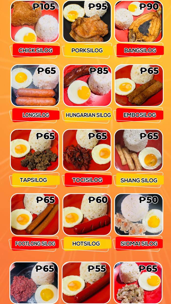 Carta del restaurante M&A’s Tapsilogan, Ciudad Quezon