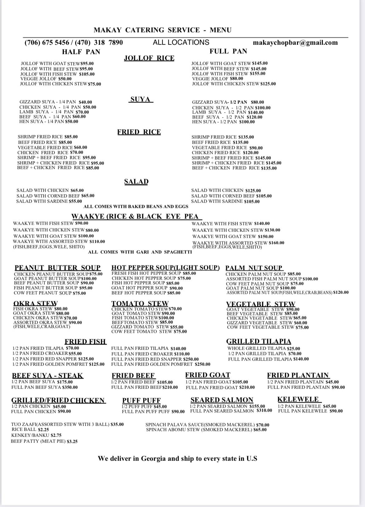 Menu at MAKAY SUYA - Pre-Order Halal Meat Also Available (Full Pan, 1/2 ...
