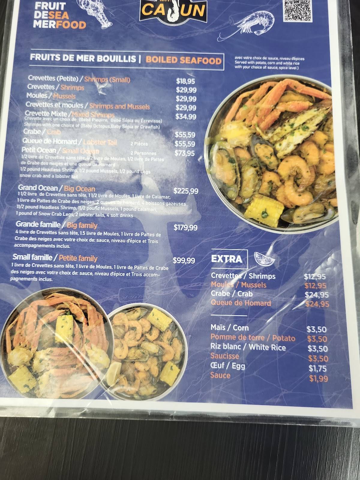Menu au MR CAJUN (LAVAL) restaurant, Laval