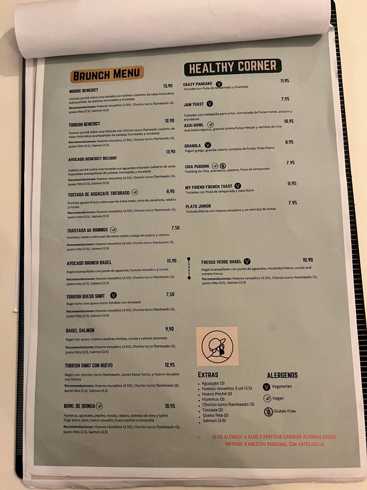 Carta del restaurante My Friend, Barcelona