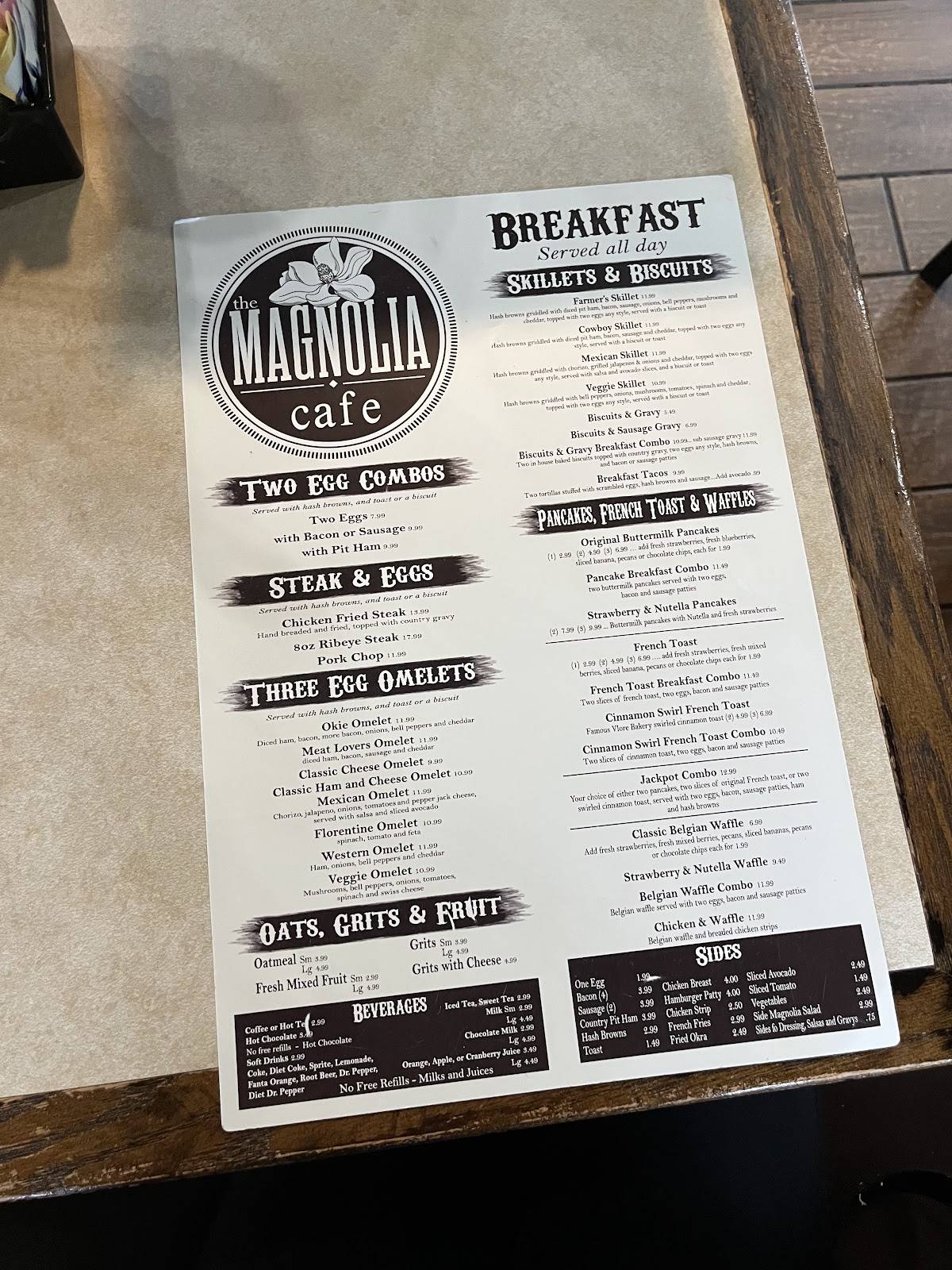 Menu at Magnolia Cafe, Durant