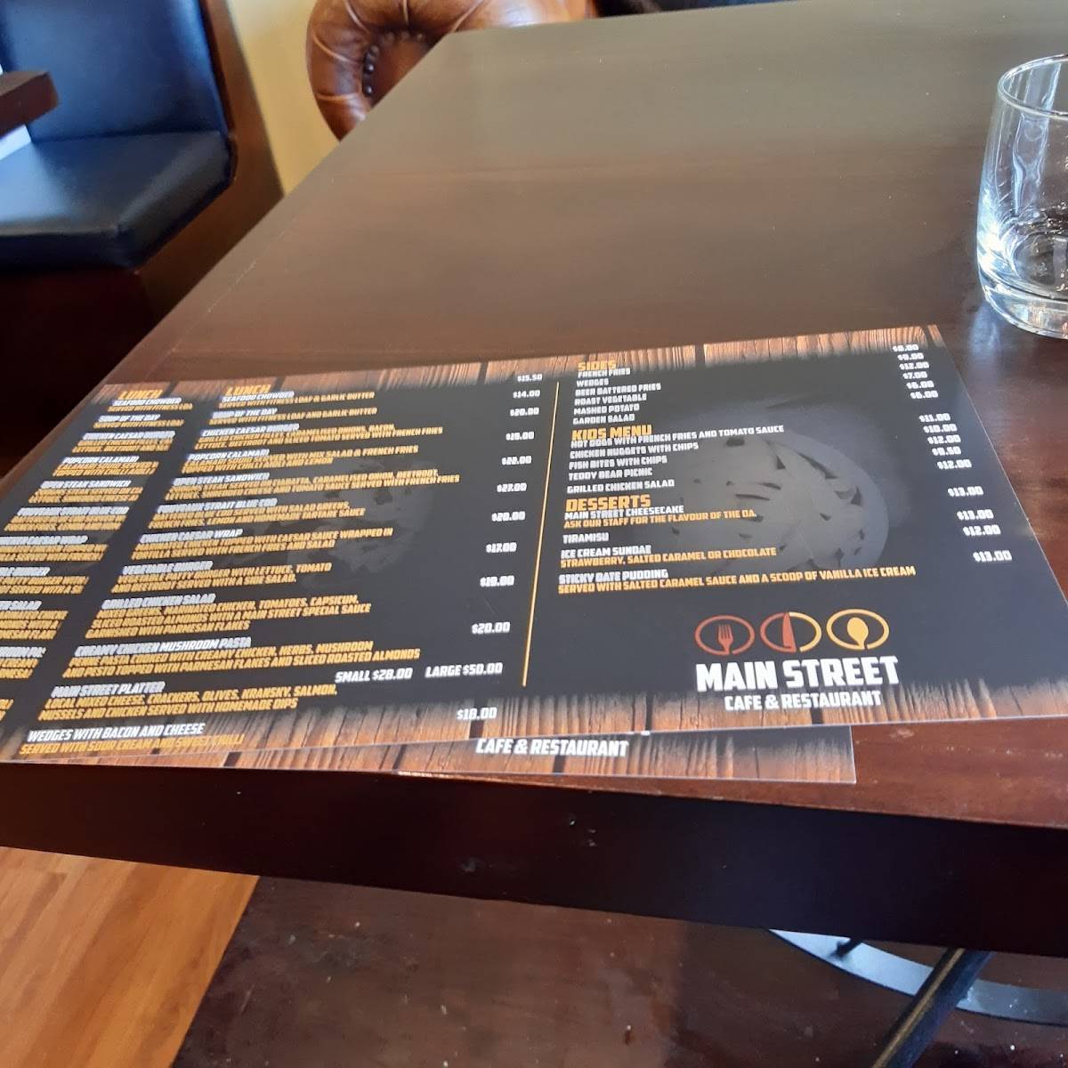 Menu at Main Street Cafe & Restaurant, Invercargill