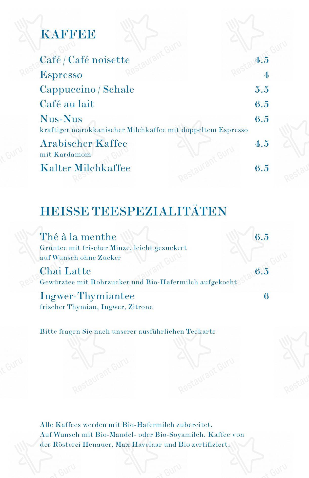 Speisekarte von Maison Blunt, Zürich