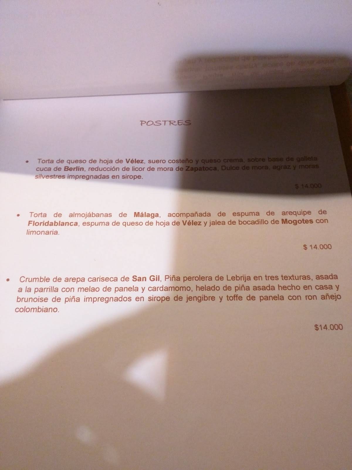 Carta del restaurante Maíz Pelao Cabecera, Bucaramanga, Cra. 37 #54-12