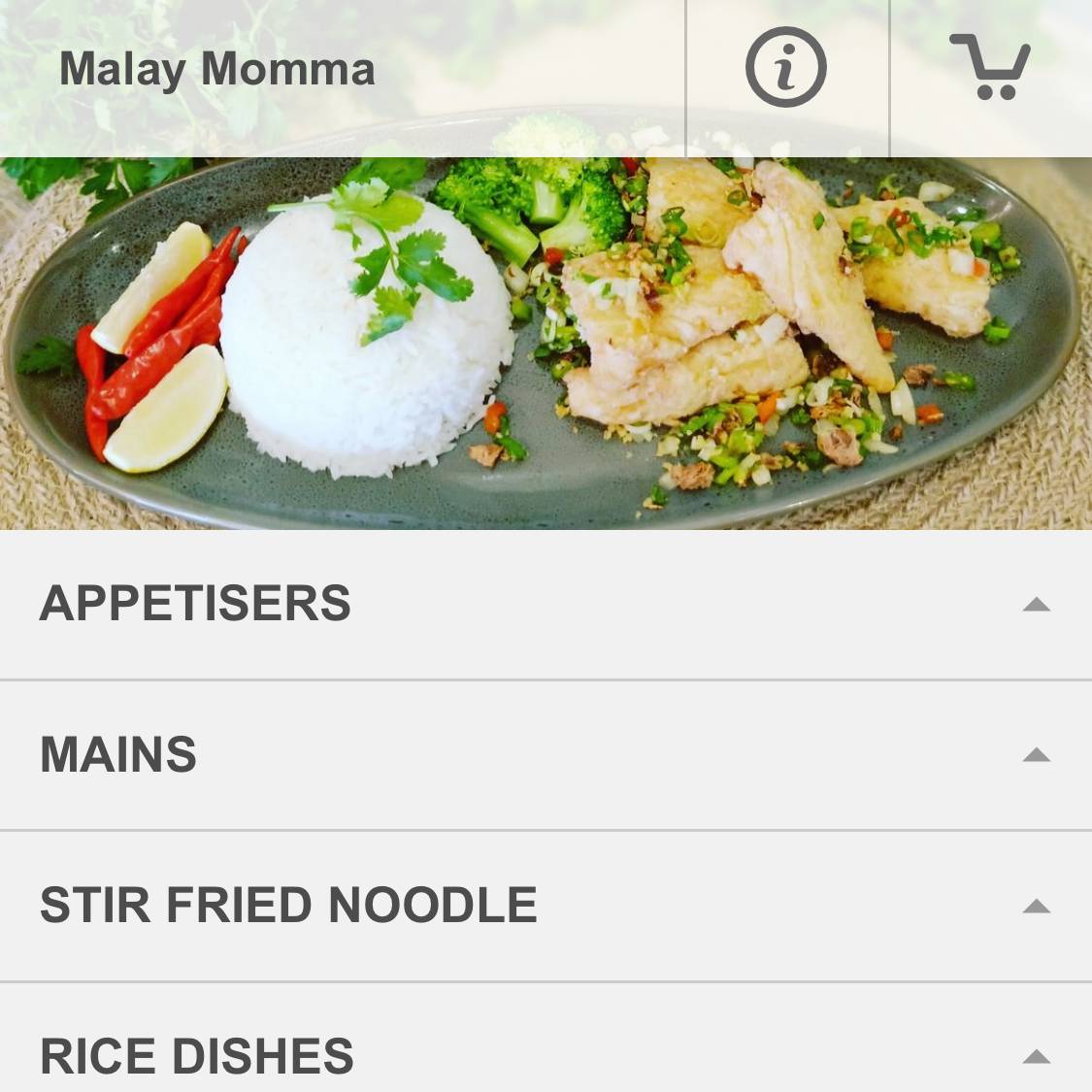 Menu at Malay Momma restaurant, Southbank