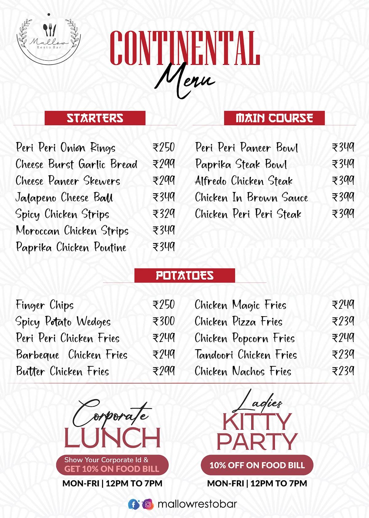 Menu at Mallow Garden Resto Bar, Thane