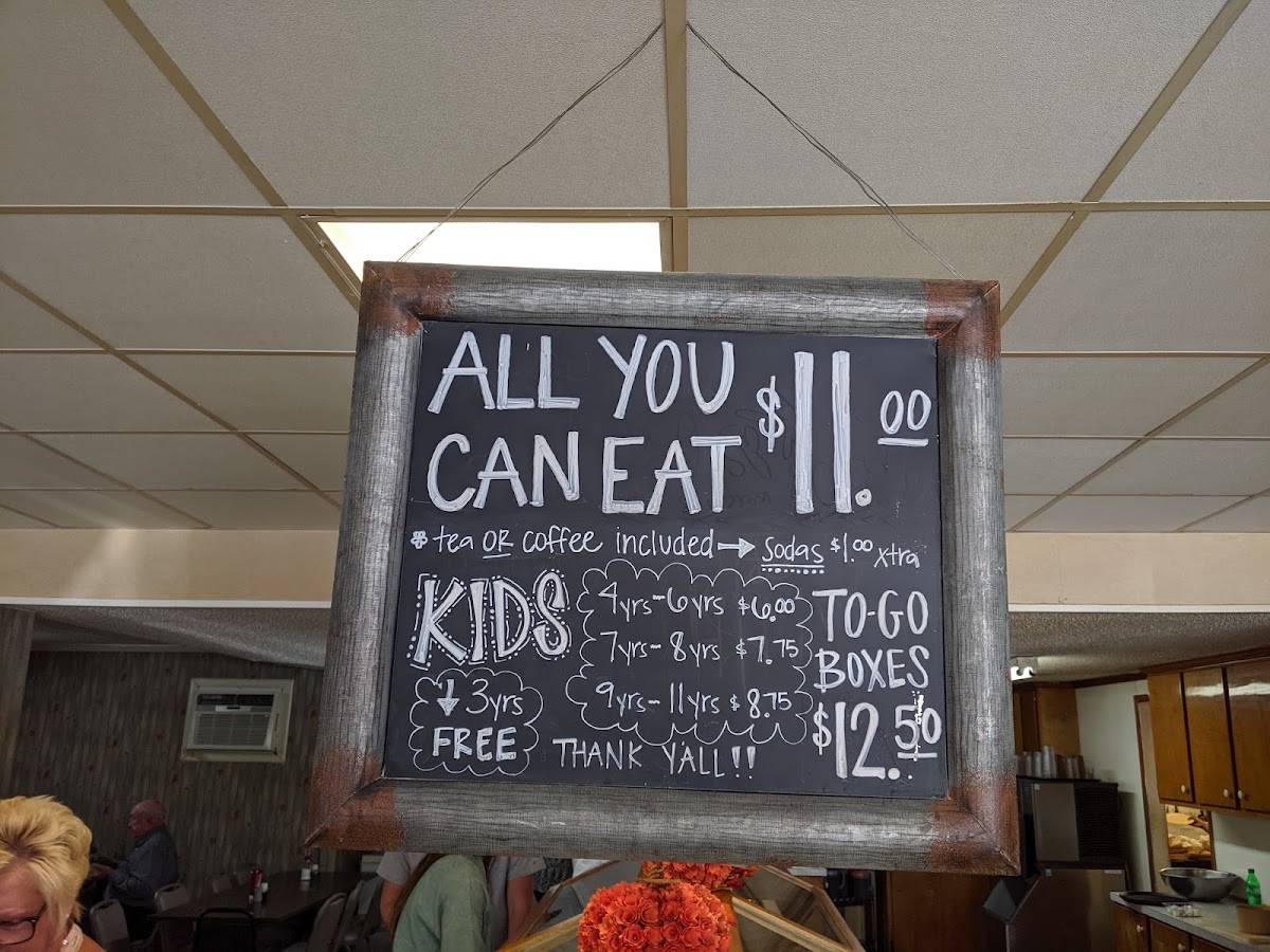 Menu at Mama Ree's restaurant, Sylacauga