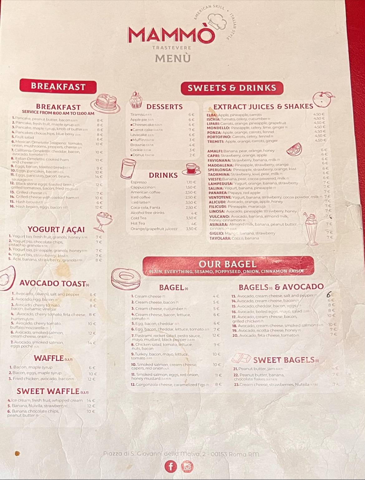 Menu at Mammò Trastevere BBQ, Rome