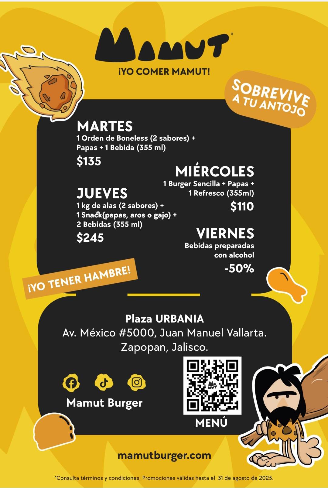 Menu at Mamut Burger GDL restaurant, Zapopan