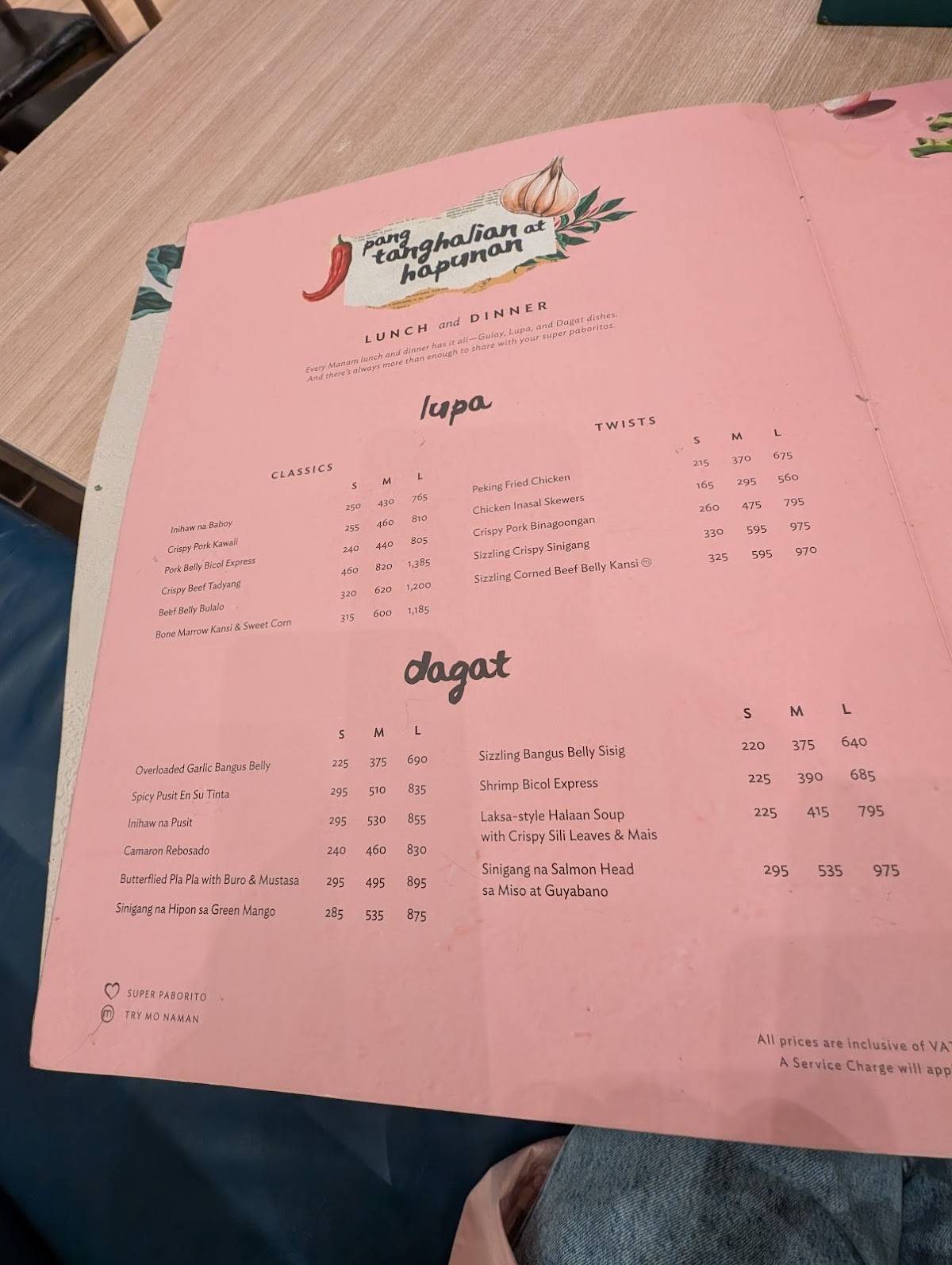 Menu at Manam Ayala Malls Manila Bay restaurant, Parañaque, Ground Floor