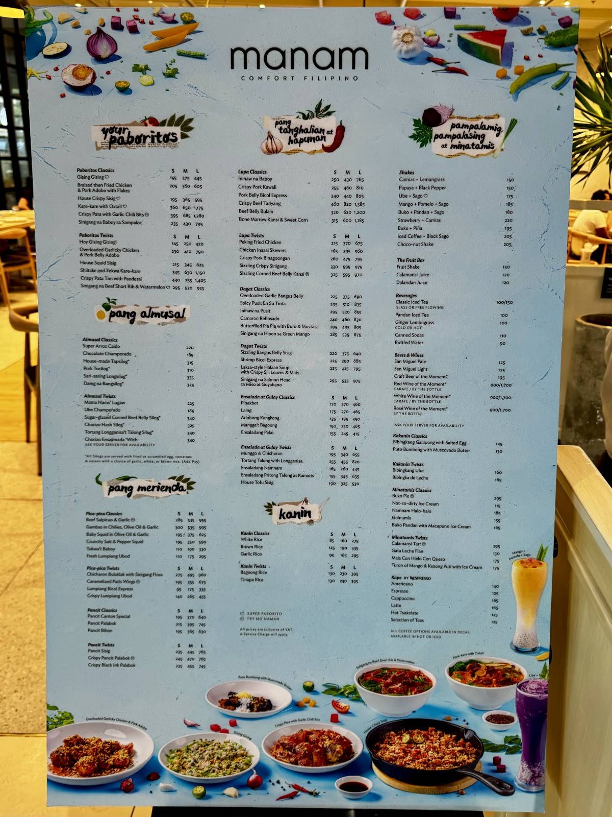 Menu at Manam Ayala Malls Manila Bay restaurant, Parañaque, Ground Floor