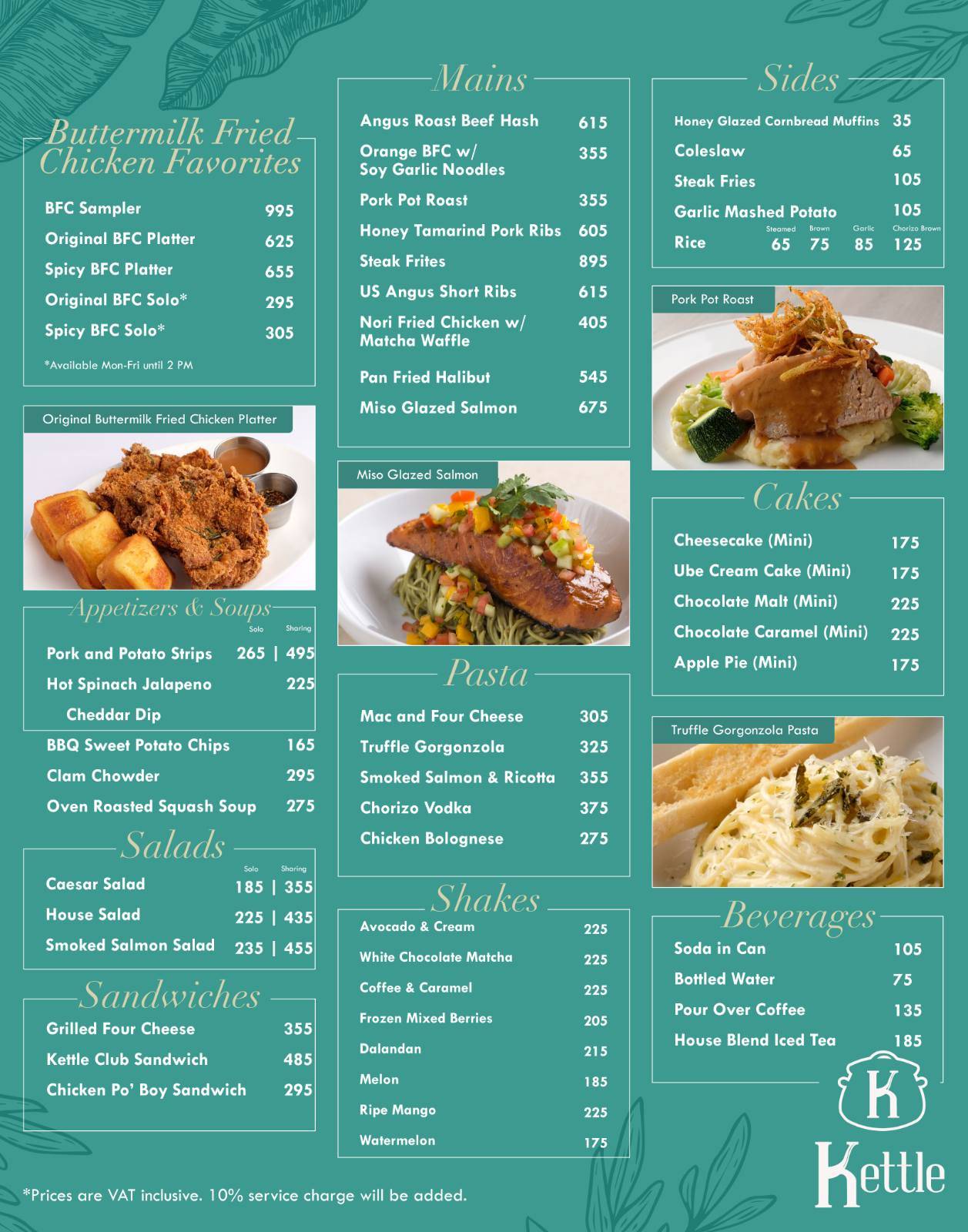 Menu at Kettle restaurant, Mandaluyong