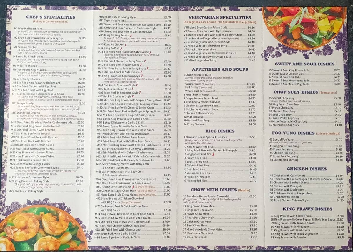 Menu at Mandarin House fast food, Saxmundham