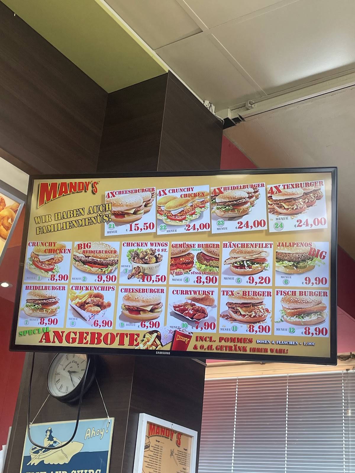 Speisekarte von Mandys Burger fast Food, Heidelberg