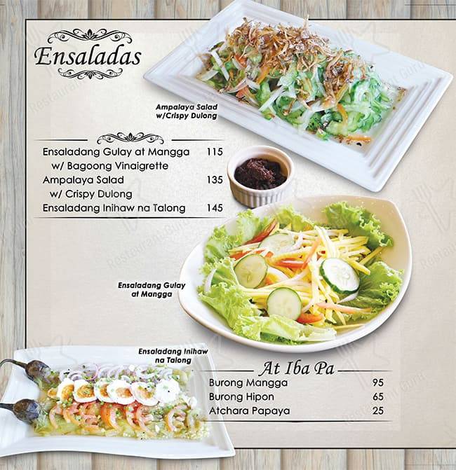 Menu at Mangan restaurant, Quezon City, Ortigas Ave