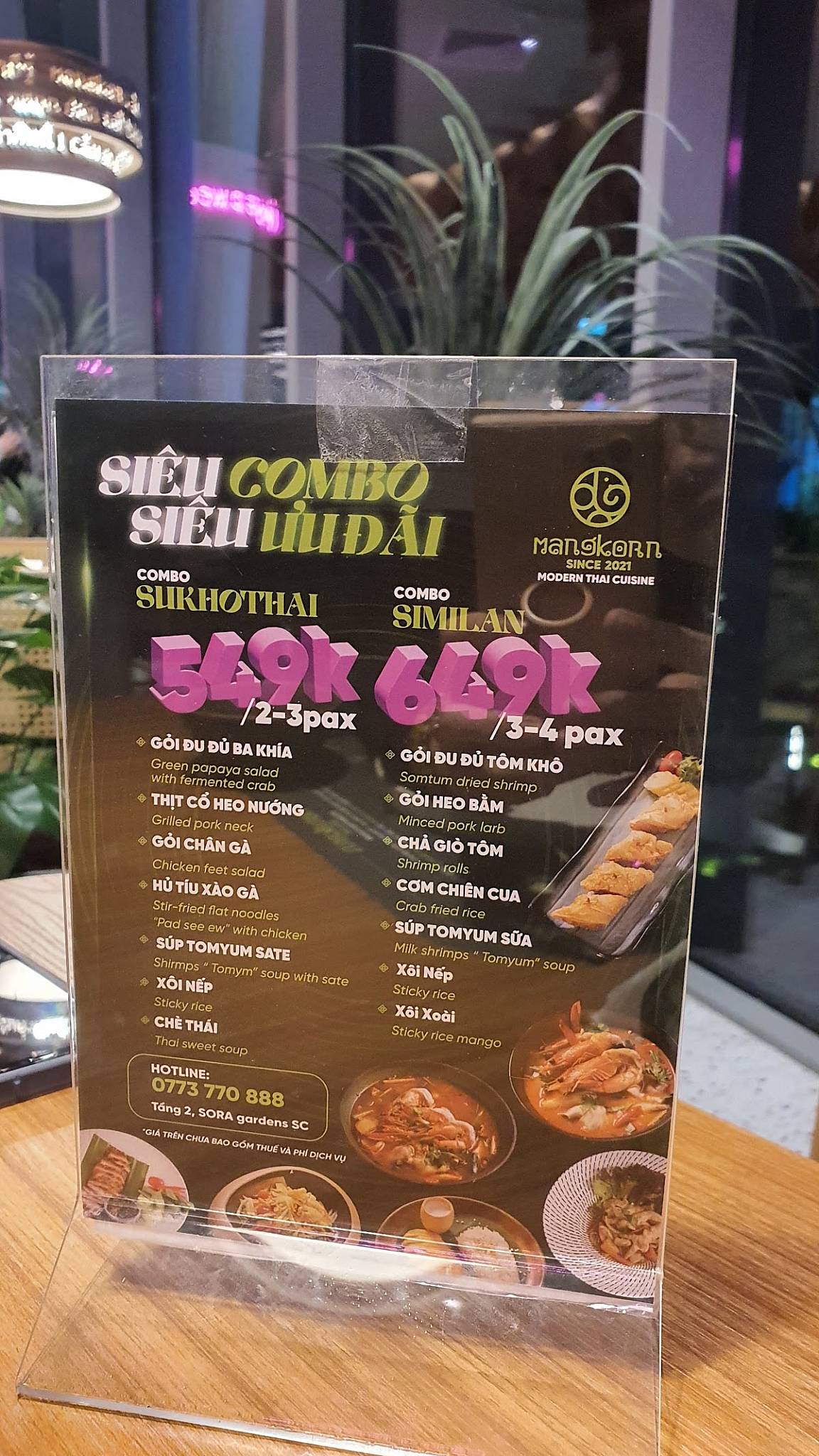 Menu at Mangkorn SORA gardens SC (Bình Dương) restaurant, Thu Dau Mot