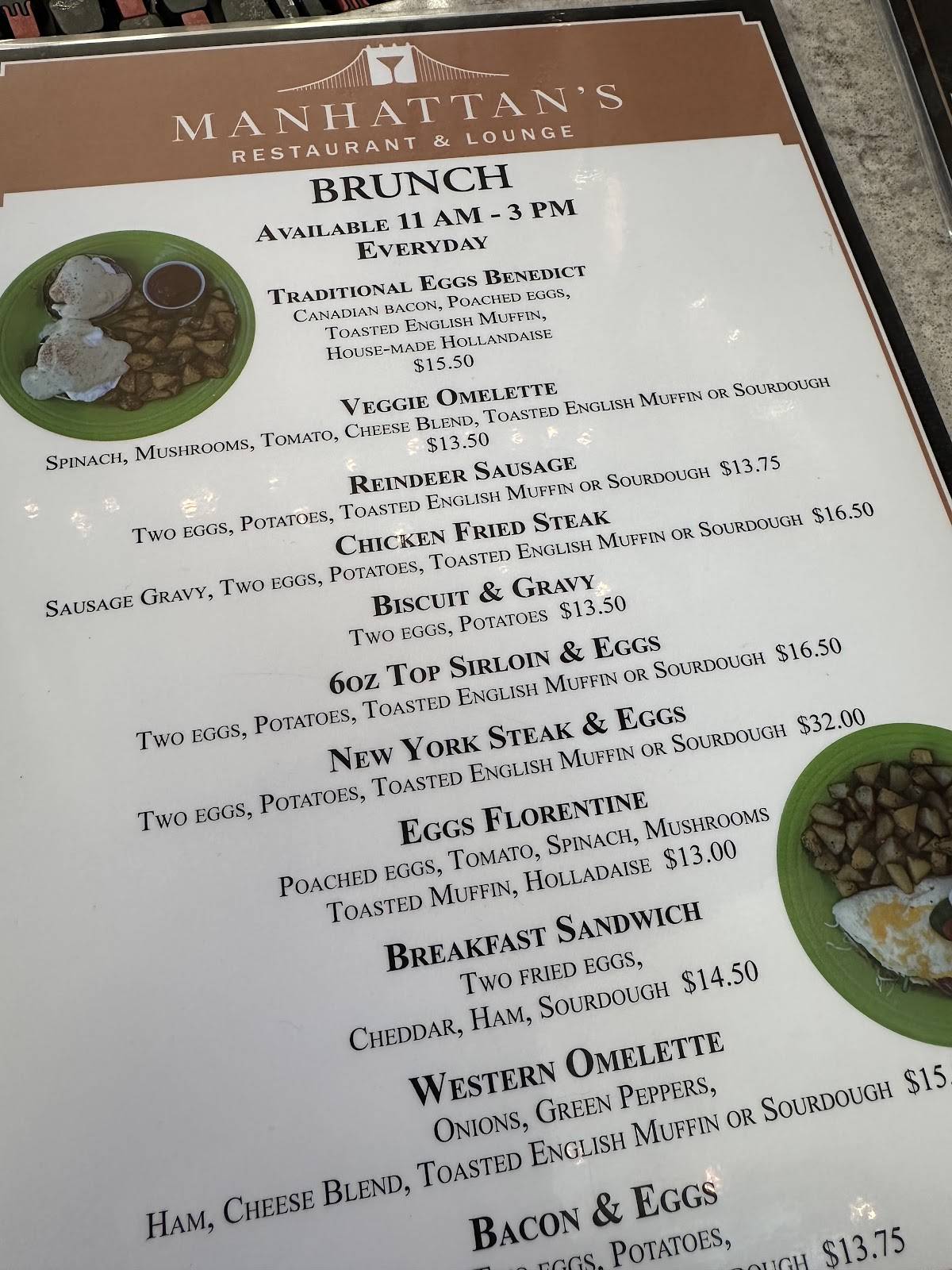 Menu at Manhattan Restaurant & Lounge, Anchorage