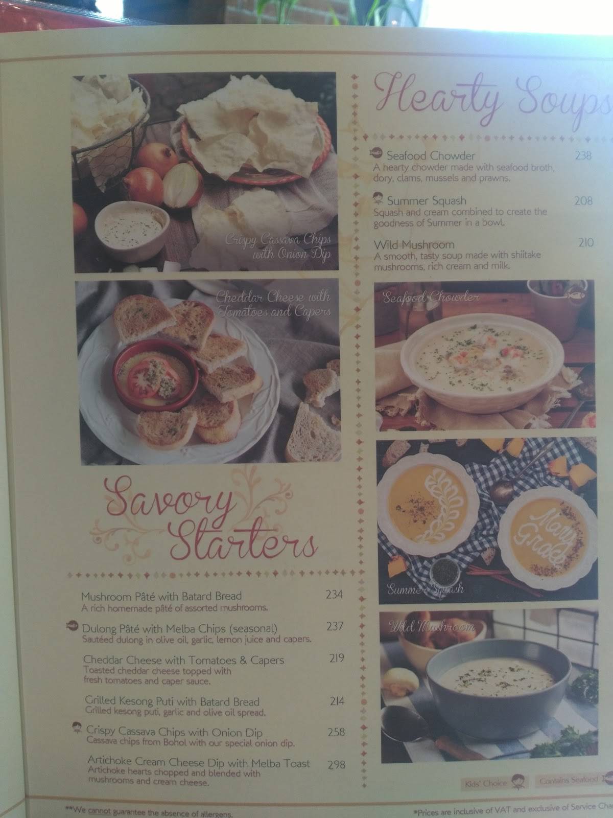 Menu at Mary Grace Cafe - SM City San Lazaro, Manila
