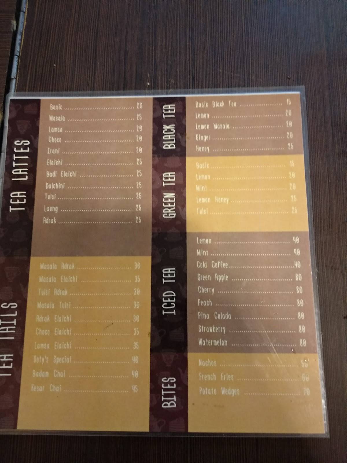 Menu at Manish coffee shop, Bhopal
