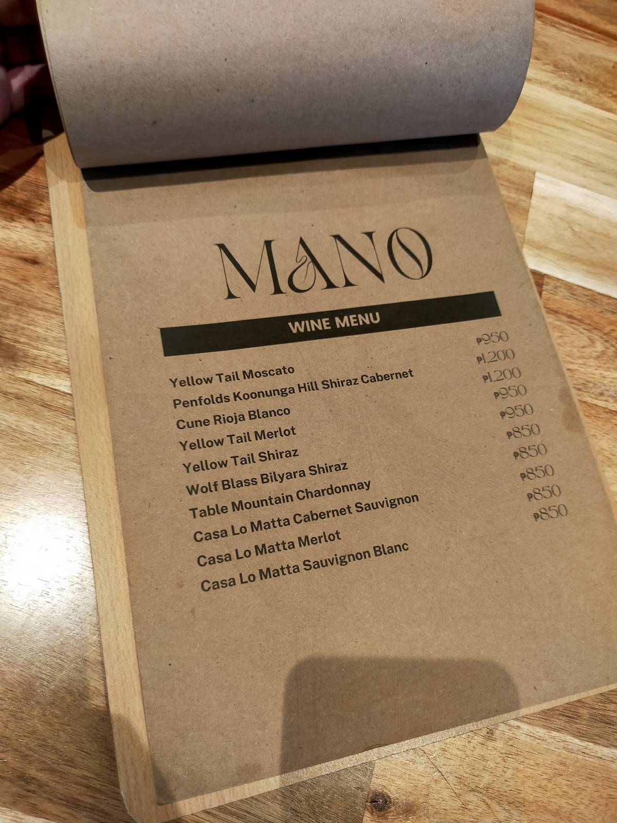 Menu at Mano Coffee and Bistro restaurant, Quezon City