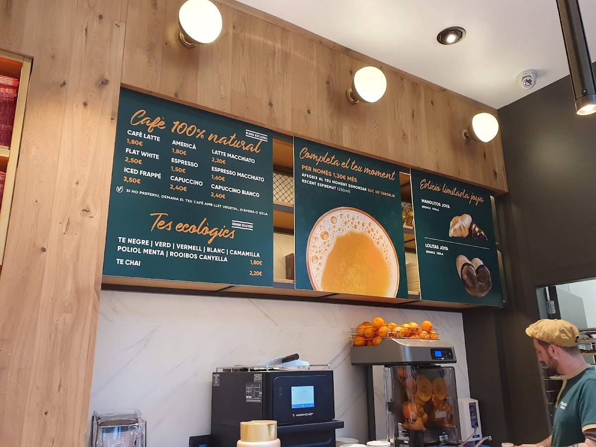 Carta del café Manolo Bakes, Barcelona, C.C. Westfield Glories