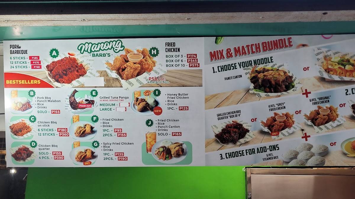 Menu at Manong Barb's - General Trias Branch, General Trias