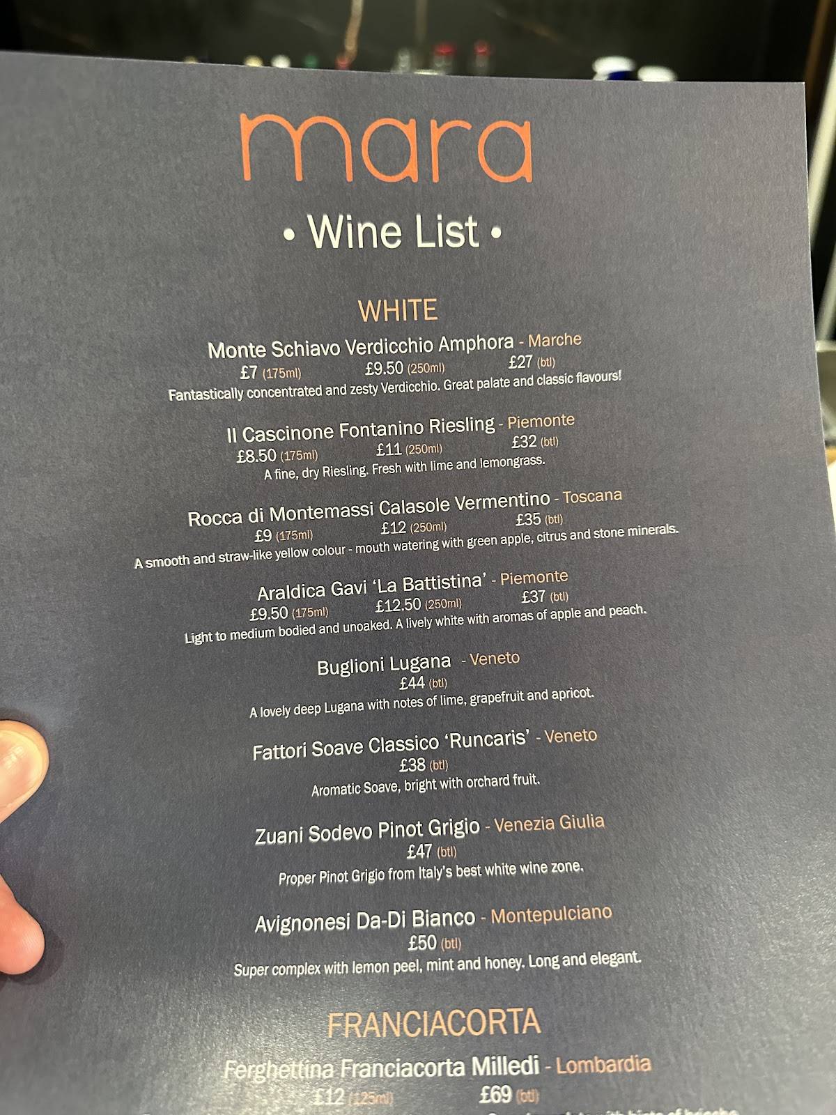 Menu at Mara pub & bar, Aberdeen