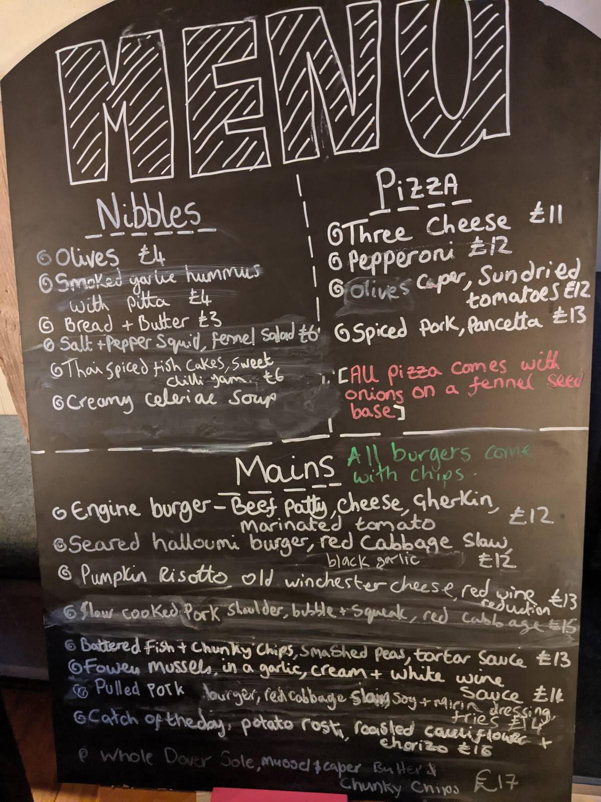 Menu at Fire Engine pub & bar, Marazion