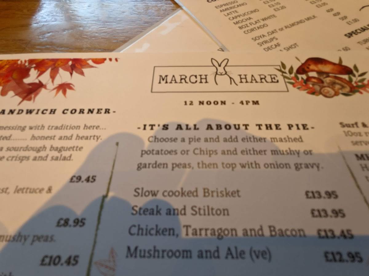 Menu at The March Hare cafe, Market Rasen