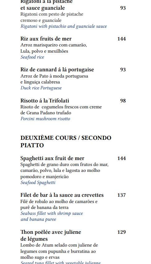 Menu at Marie Méditerranéen: Risottos, Carpaccio, Massas, Burrata ...