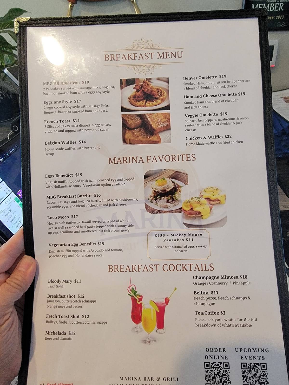 Menu at Marina Bar and Grill, Discovery Bay