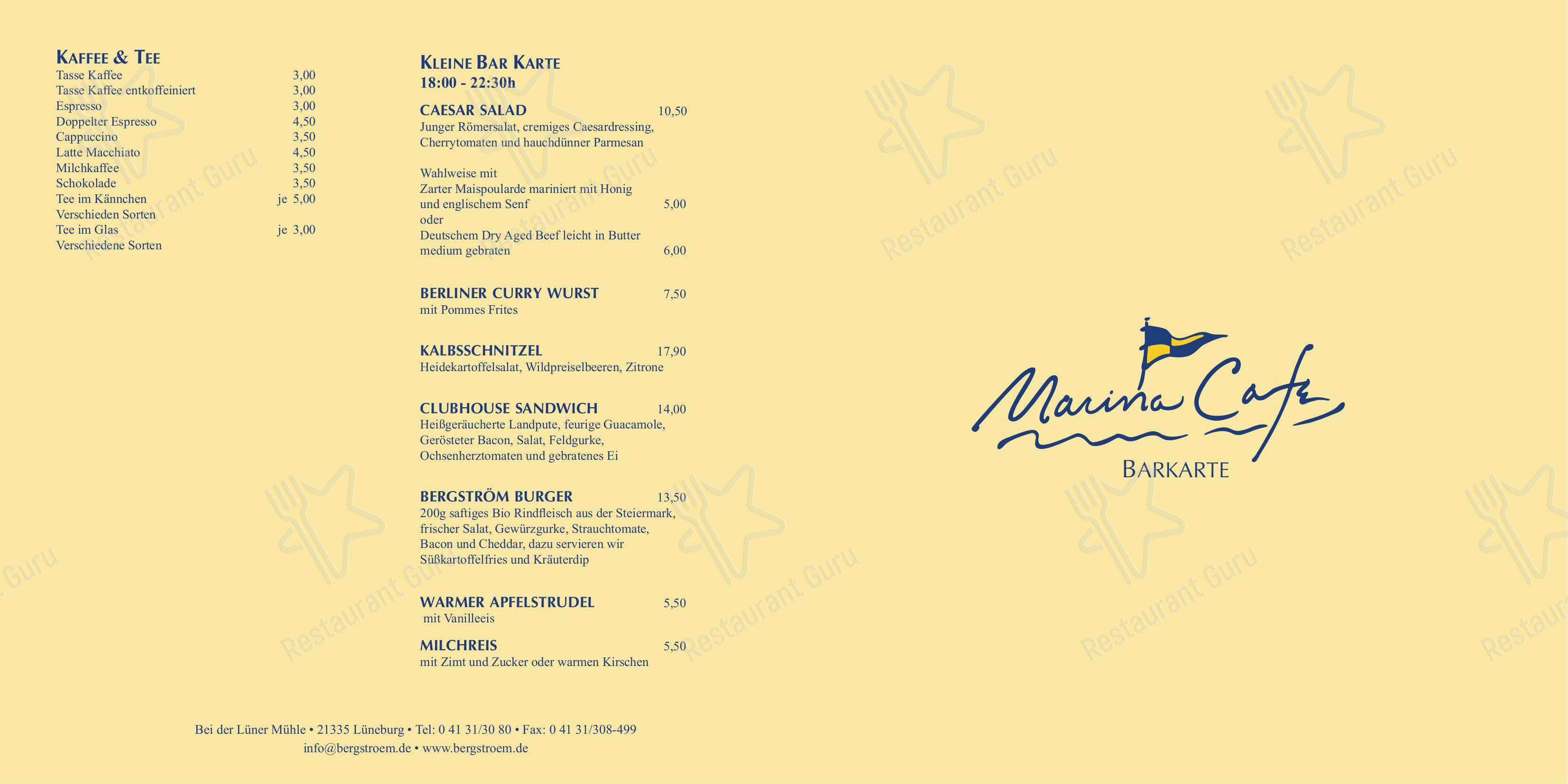 Speisekarte von Marina Café cafe, Lüneburg