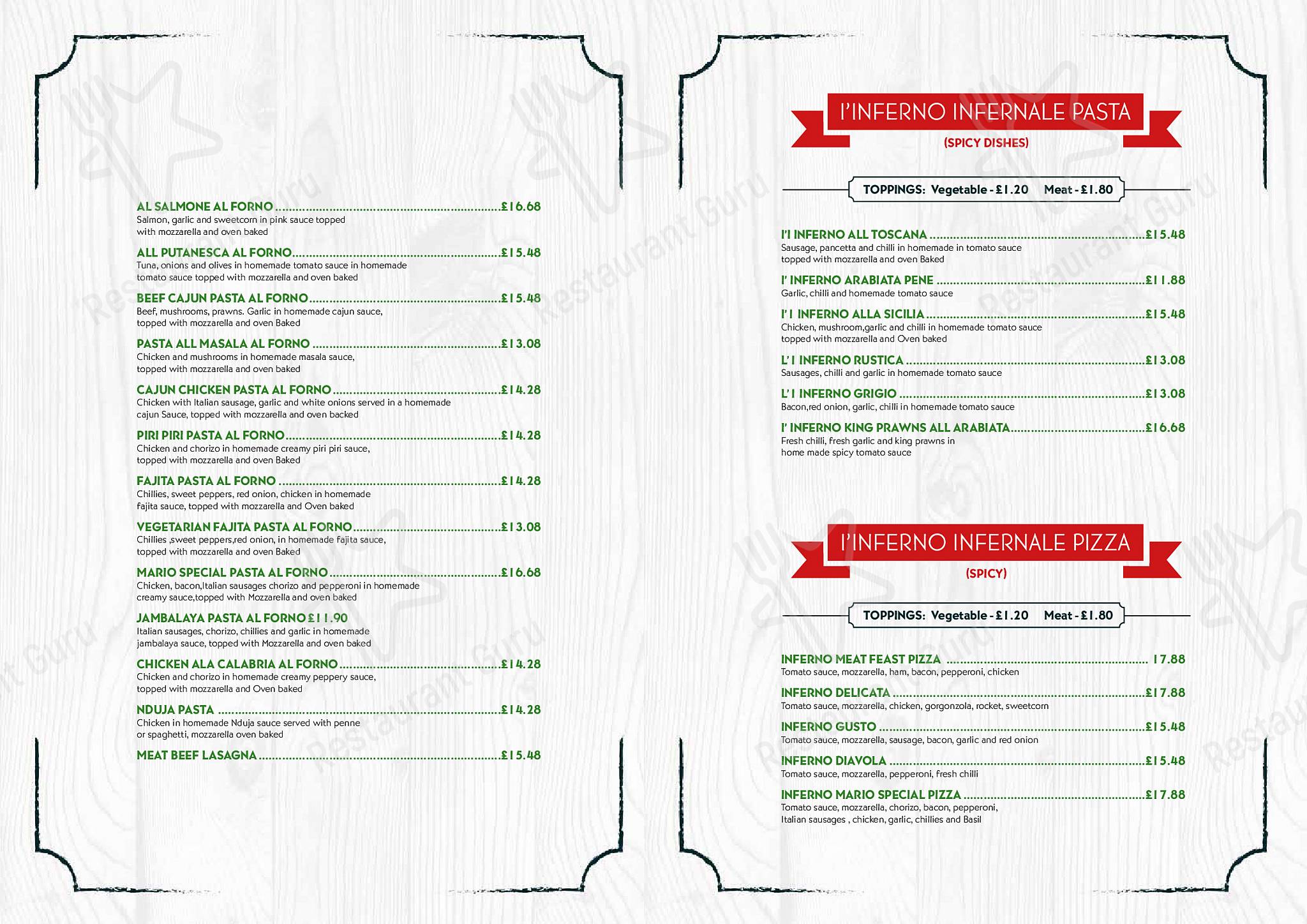 Menu at Mario House RESTAURANT, Barrow-in-Furness