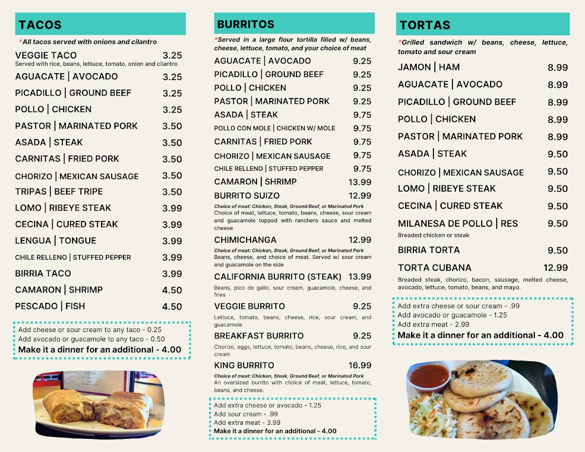 Menu at Mari's restaurant, Lake Zurich