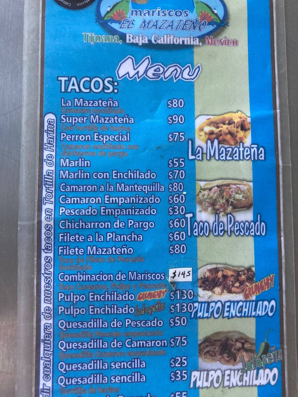 Carta del restaurante Mariscos El Mazateño Tijuana, Tijuana, Blvd ...
