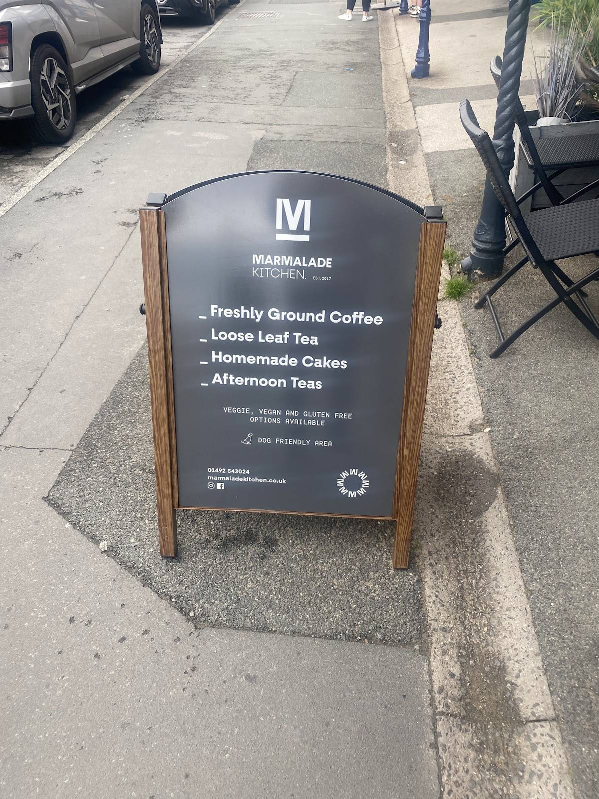 Menu at Marmalade cafe, Colwyn Bay