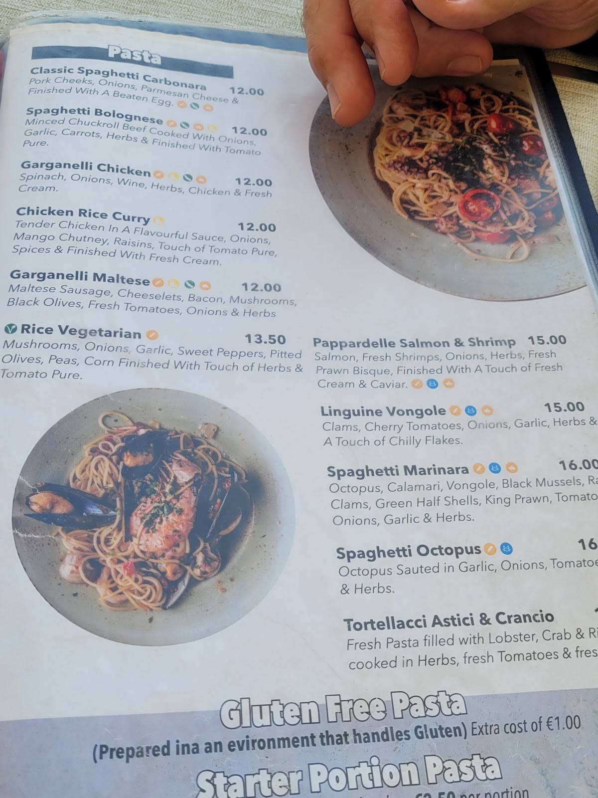 Menu at Mr. Fitz restaurant, Marsaxlokk