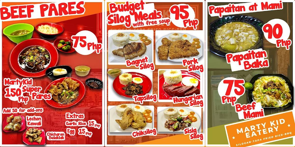 Menu at Marty Kid Eatery Maliwalo restaurant, Tarlac City