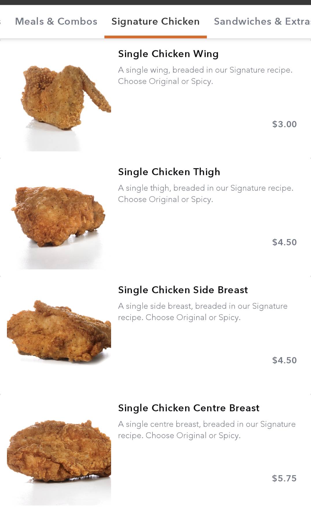 Menu at Mary Brown's Chicken restaurant, Owen Sound