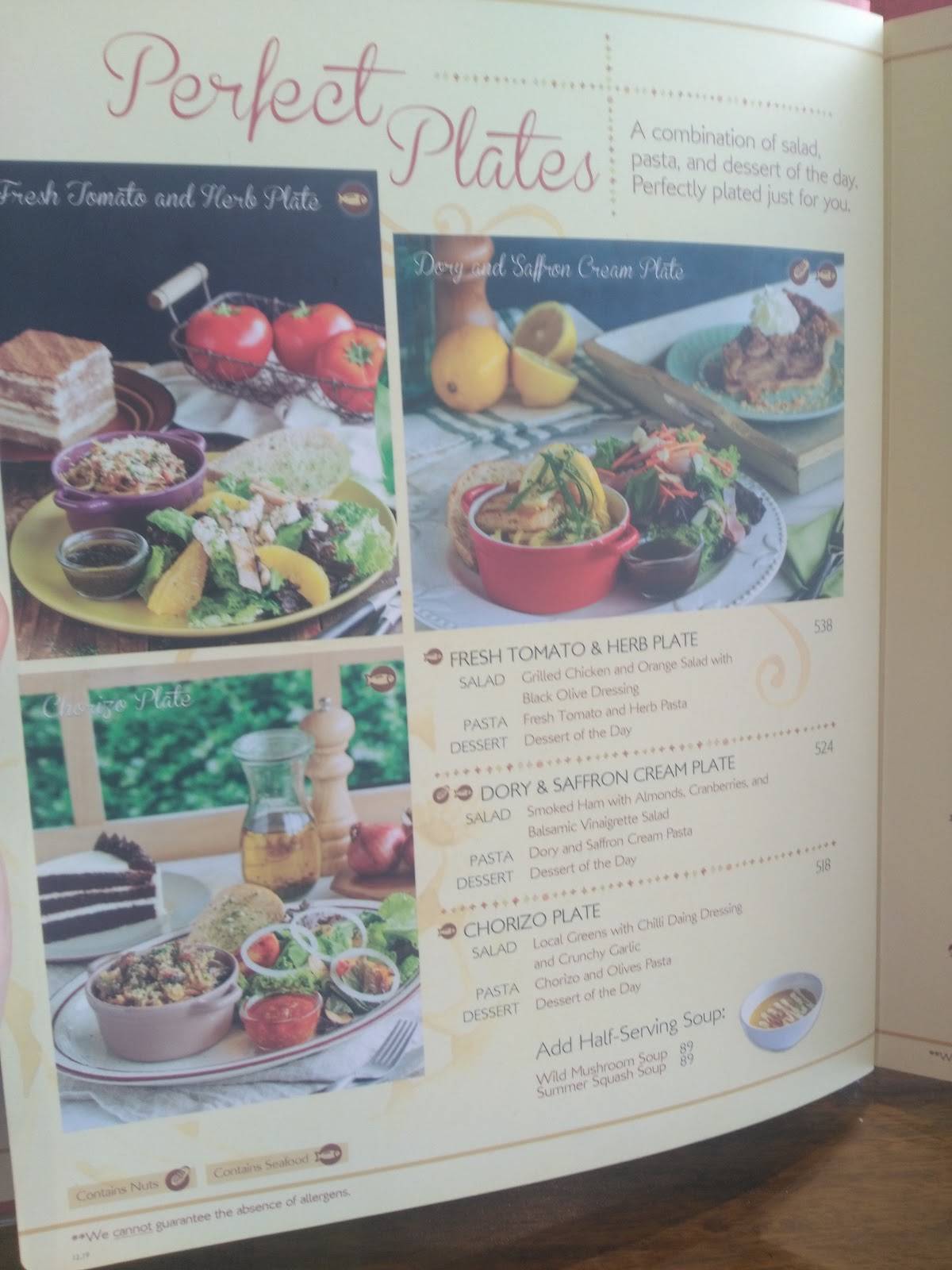 Menu at Mary Grace Cafe - SM City San Lazaro, Manila