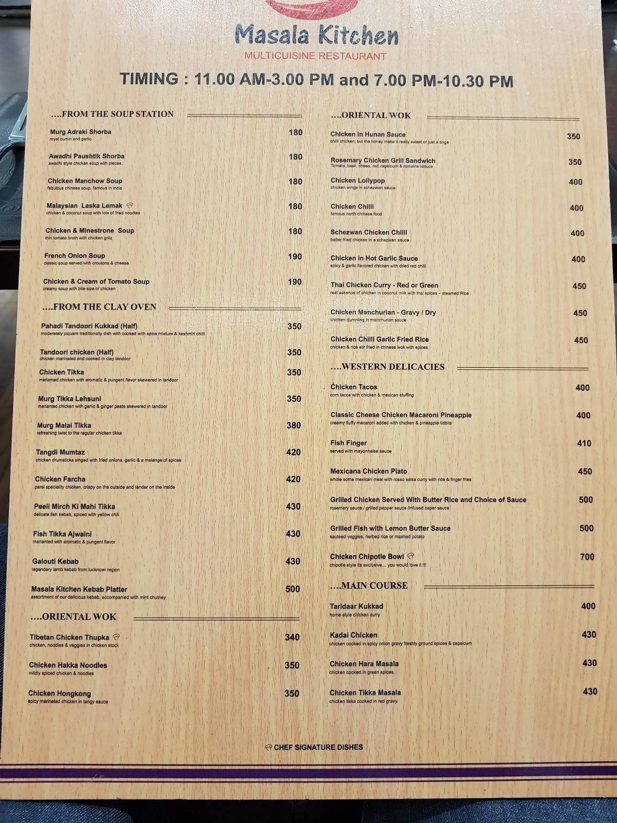 Menu at Masala Kitchen, Ahmedabad